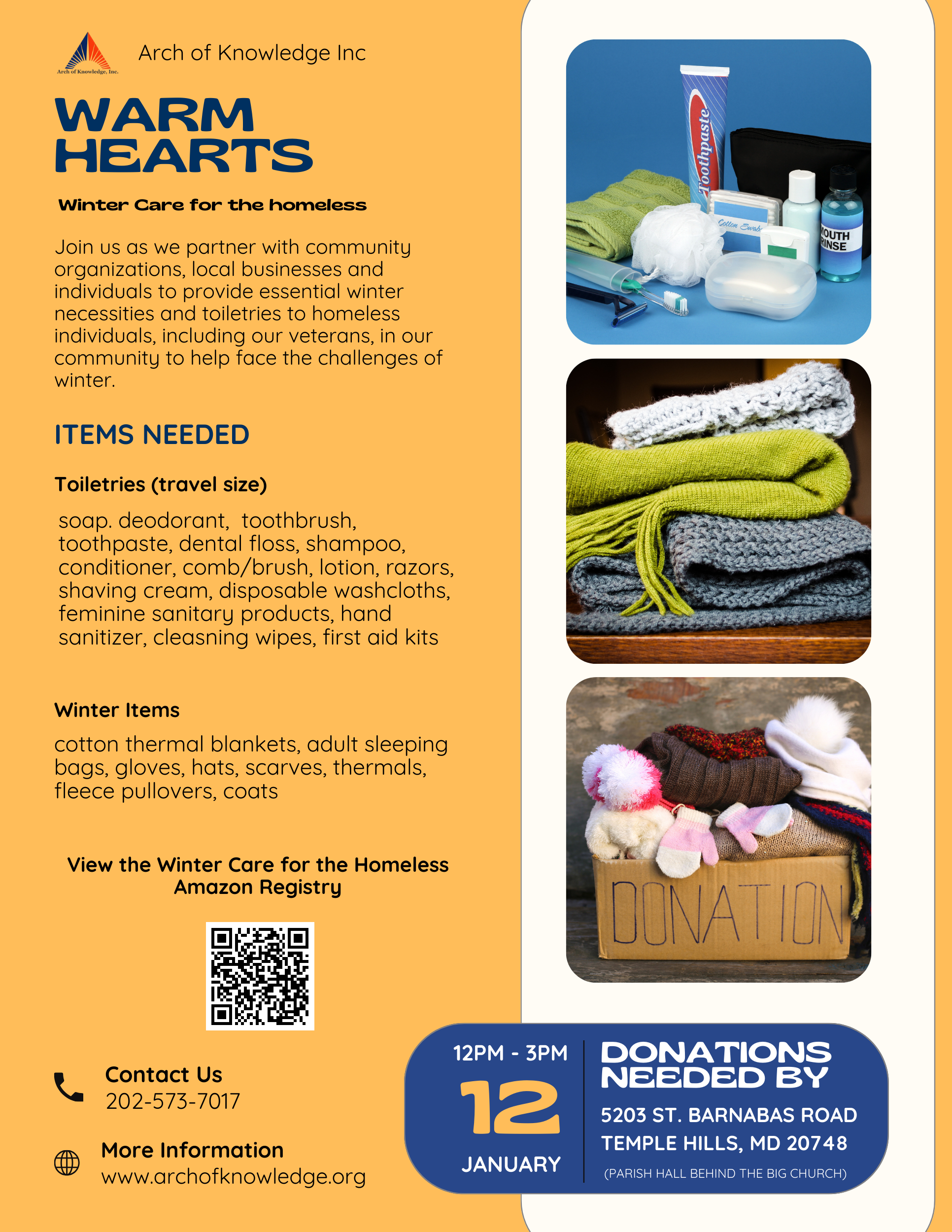 Warm Hearts – MLK Day of Service – Arch of Knowledge, Inc.